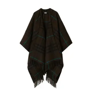 Burberry Checked Fringed Open-front Cape - Snug