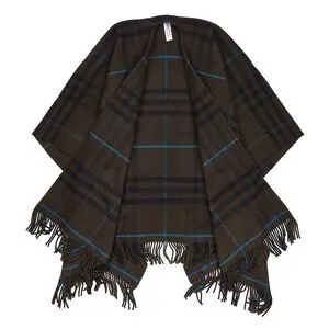Burberry Checked Fringed Open-front Cape - Snug