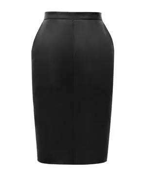Saint Laurent Cassandre Leather Pencil Skirt - Black