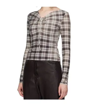 Acne Studios Check Patterned Ruched Top