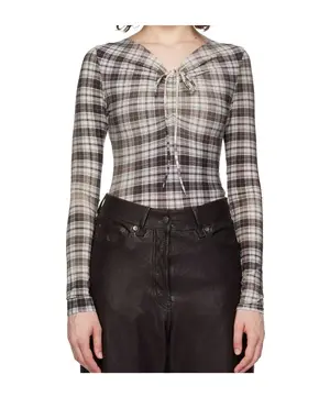 Acne Studios Check Patterned Ruched Top