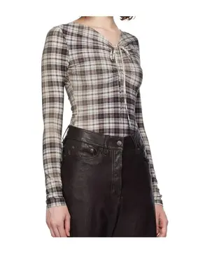 Acne Studios Check Patterned Ruched Top