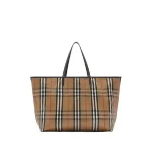 Burberry Check Printed Tote Bag - Sand