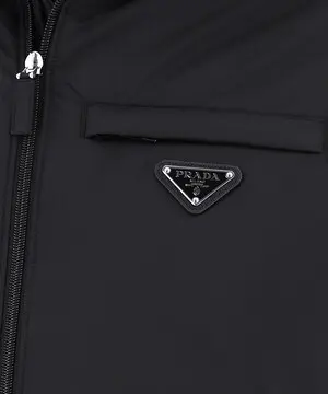 Prada Puffer Jacket With Logo Plaque And Hood