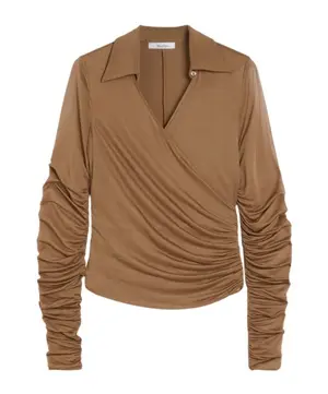 Max Mara Aiello Knitted Blouse With V-neck And Sheer Sleeves