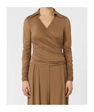 Max Mara Aiello Knitted Blouse With V-neck And Sheer Sleeves