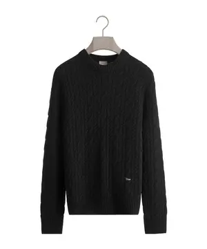 Dior Cable Knit Crewneck Sweater With Embroidery - Black