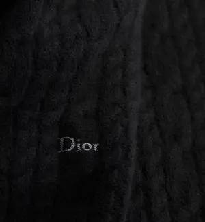 Dior Cable Knit Crewneck Sweater With Embroidery - Black