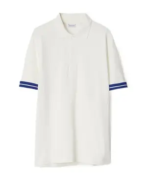 Burberry Striped-detail Short Sleeved Polo Shirt - White