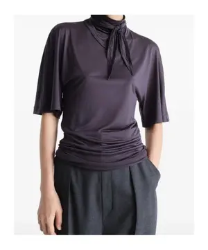 LEMAIRE Short Sleeved Scarf Detailed Blouse