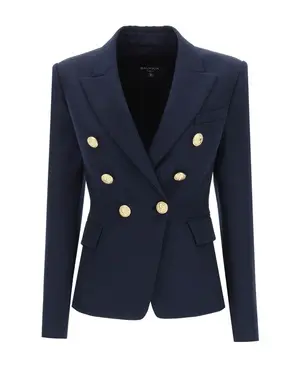 Balmain Double Breasted Wool Blazer - Black