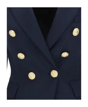 Balmain Double Breasted Wool Blazer - Black