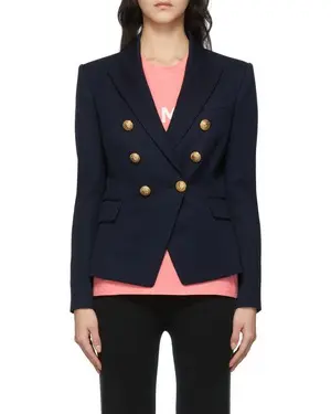 Balmain Double Breasted Wool Blazer - Black