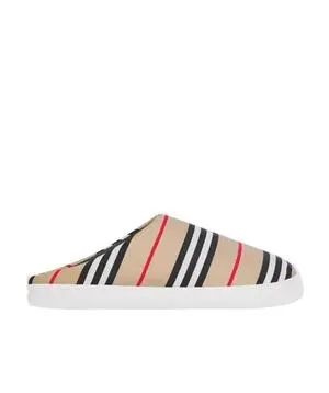Burberry Icon Stripe Backless Slippers - White