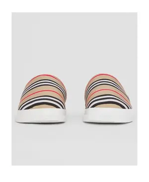 Burberry Icon Stripe Backless Slippers - White