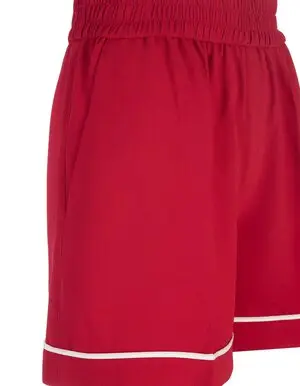 Red Valentino Valentino High Waist Contrasting Trim Shorts - Red