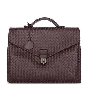 Bottega Veneta Intrecciato Weaving Briefcase - Brown
