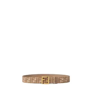 Fendi Ff Jacquard Buckle Reversible Belt - Beige