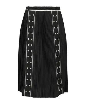 Ulla Johnson Embroidered Pleated Midi Skirt
