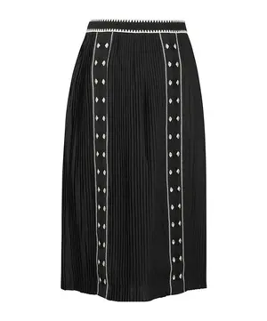 Ulla Johnson Embroidered Pleated Midi Skirt
