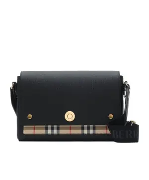 Burberry Note Checked Shoulder Bag - Black