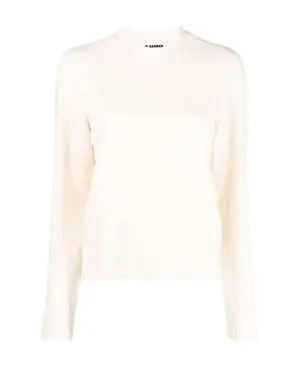 JIL SANDER Jil Sander Crew Neck Sweater With Rib Details White