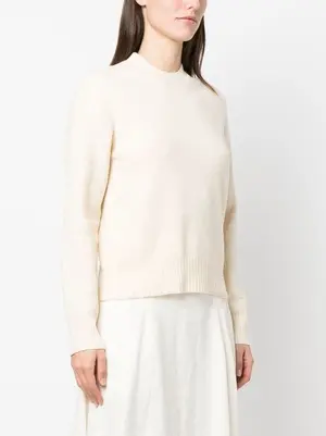 JIL SANDER Crew Neck Sweater With Rib Details - White