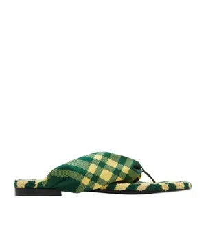 Burberry Checked Thong-strap Pool Flat Slides - Primrose