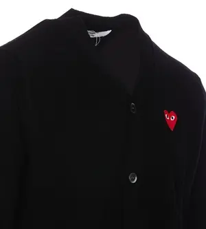 Comme Des Garçons Heart Patch V-neck Cardigan