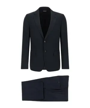 Zegna Pinstripe Single Breasted Suit Set - Blue