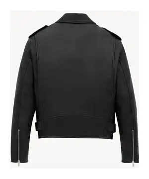 Saint Laurent Zip Detailed Belted Biker Jacket - Black