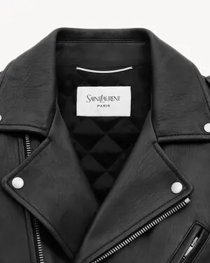 Saint Laurent Zip Detailed Belted Biker Jacket - Black