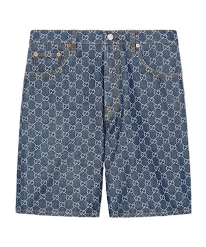 Gucci Low Waist Gg Denim Jacquard Shorts
