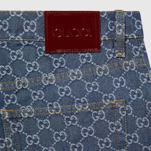Gucci Low Waist Gg Denim Jacquard Shorts