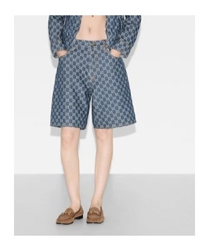 Gucci Low Waist Gg Denim Jacquard Shorts