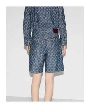 Gucci Low Waist Gg Denim Jacquard Shorts