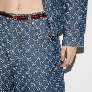 Gucci Low Waist Gg Denim Jacquard Shorts