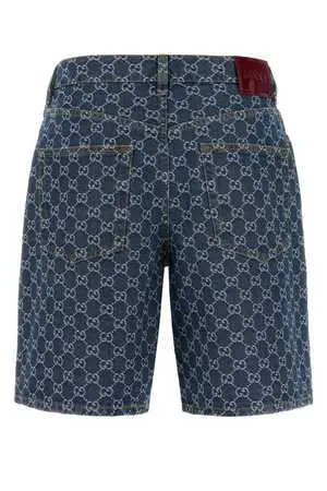 Gucci Low Waist Gg Denim Jacquard Shorts