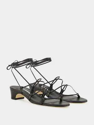 Manolo Blahnik Strappy Slingback Sandals With Tie Fastening - Black