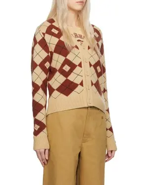 Acne Studios Logo-appliqué Diamond-pattern Cardigan