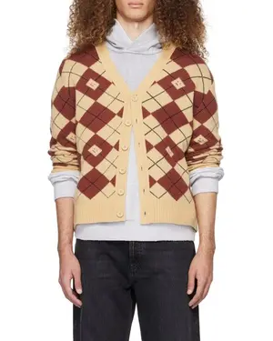 Acne Studios Logo-appliqué Diamond-pattern Cardigan