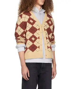 Acne Studios Logo-appliqué Diamond-pattern Cardigan