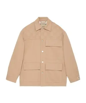 Gucci Gg Detail Denim Jacket - Nude