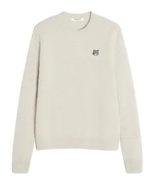 Maison Kitsuné Fox Head Crew Neck Jumper - Tan