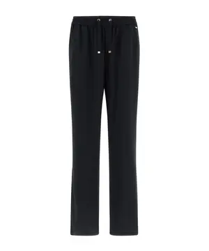 Herno Wide Leg Satin Trousers - Black