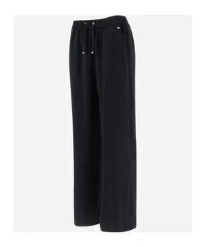Herno Wide Leg Satin Trousers - Black