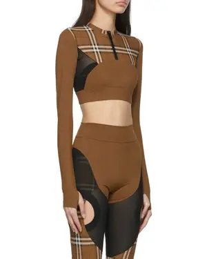 Burberry Checked Stretch-jersey Cropped Top