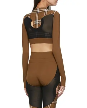 Burberry Checked Stretch-jersey Cropped Top