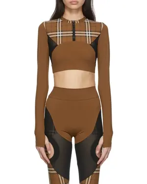 Burberry Checked Stretch-jersey Cropped Top