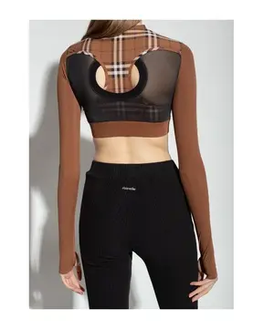 Burberry Checked Stretch-jersey Cropped Top